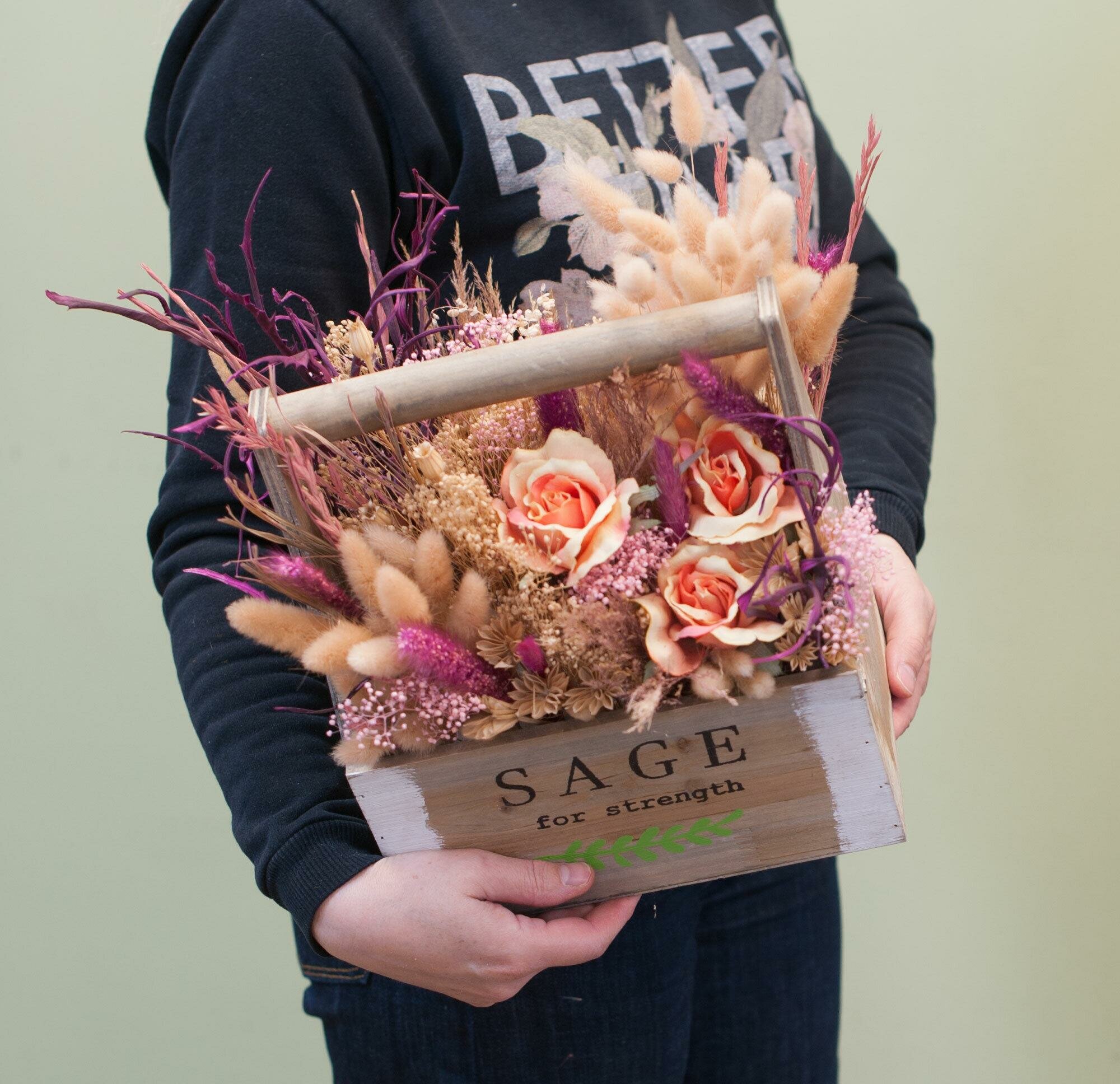 Композиция из сухоцветов Charlotte "Сорбона", дерево, высота 30 см