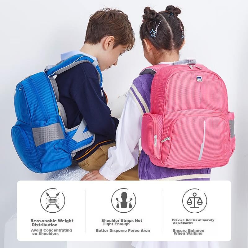 Letopo Lightweight Spine-Protecting Backpack for Primary School Students in Grades 1-3, Newton Children's Blue