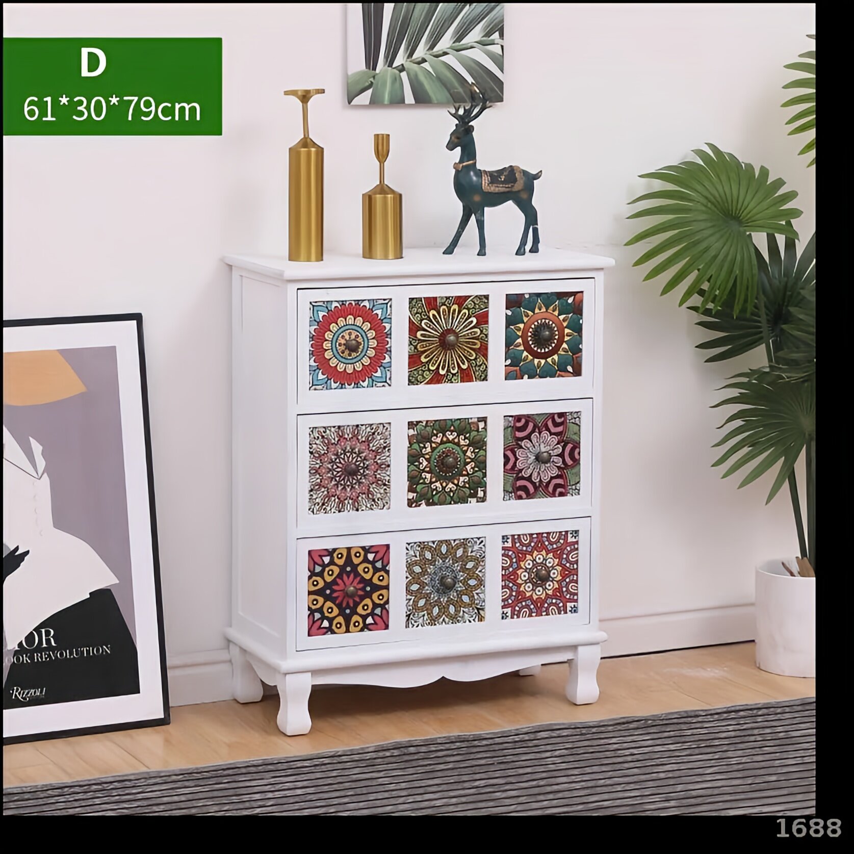 Комод Wood species "J565", 9 ящиков, ABS пластик/дерево, белый, 79х61х30 см