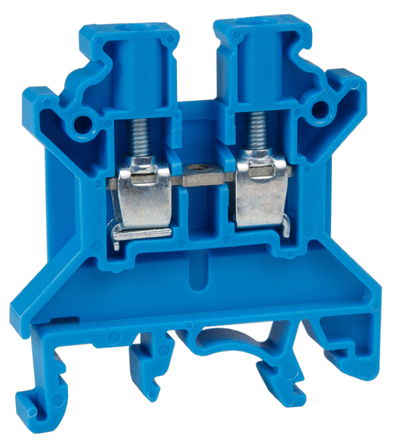 Клемма для проводов КЭАЗ OptiClip CTS-4-I-BU-32A проходная винтовая, синяя, 4мм2, 1шт. / зажим