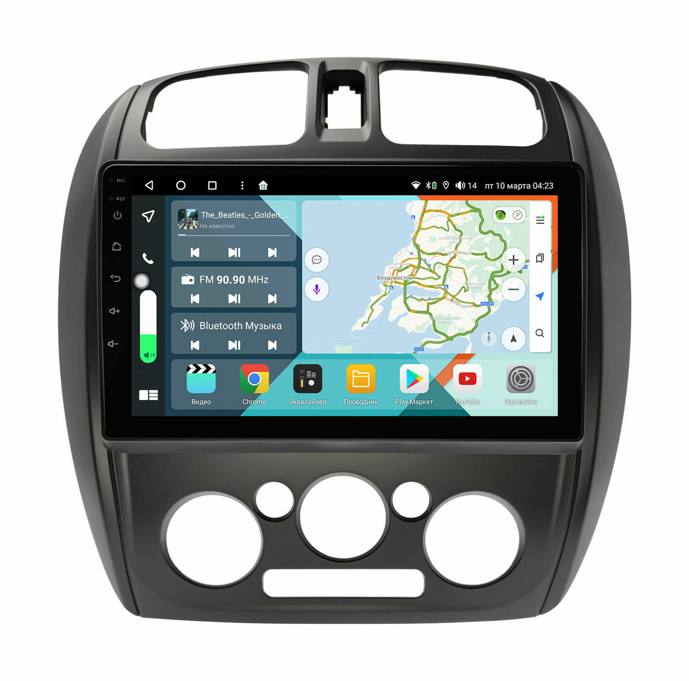 Магнитола Mazda Familia 2002 - 2008 для авто с кондиционером 9 дюймов, 4/64GB, 8 ядер, DSP, 4G, Android 10 / Wide Media