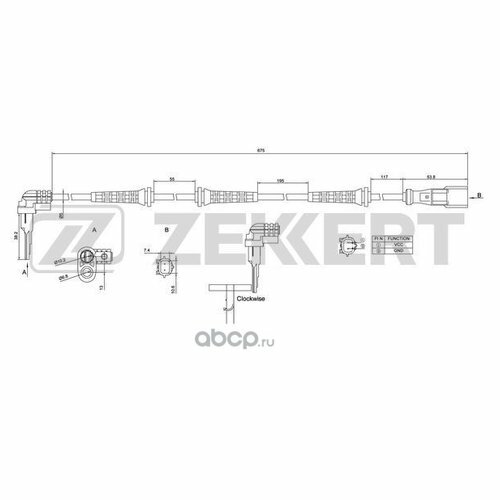 Датчик ABS передн. Renault Scenic III 03- Grand Scenic III 04- Megane III 02- ZEKKERT SE6172