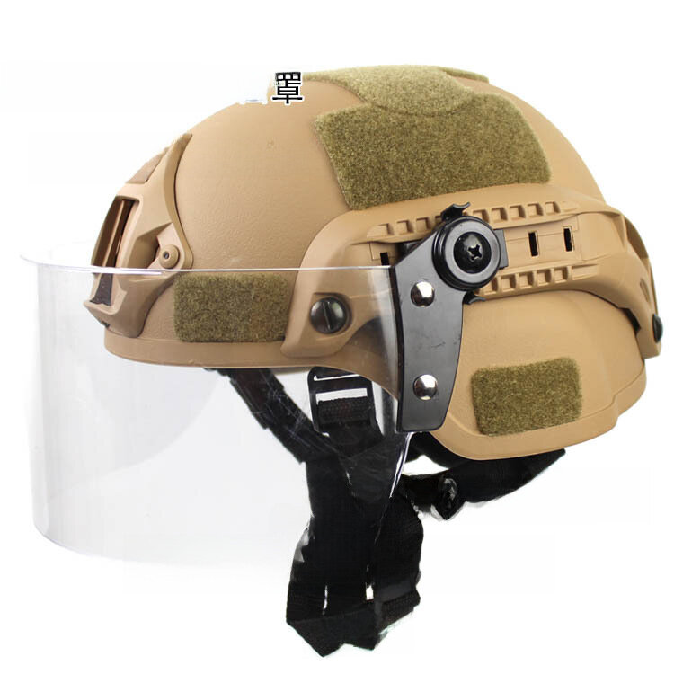 Шлем MICH2000 Action Edition с прозрачной антинападной защитной маской для патрулирования тактический шлем CS ударостойкий для лица (шлем грязного цвета стандартная антинападная маска, универсальный размер)