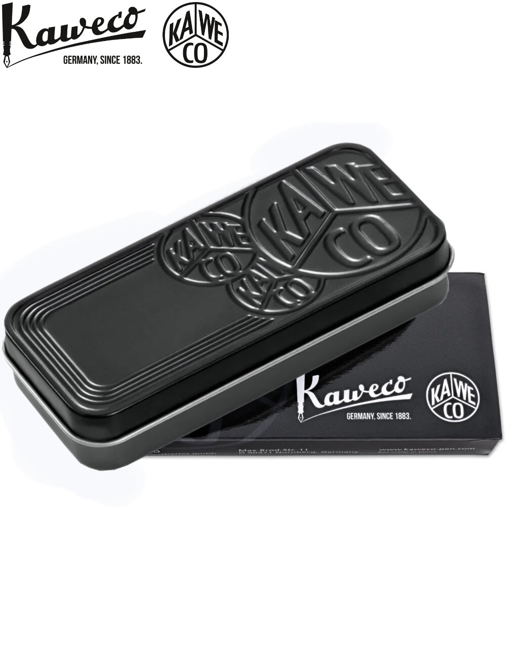 Жестяной футляр KAWECO для коротких ручек, черный (арт. 20000605)