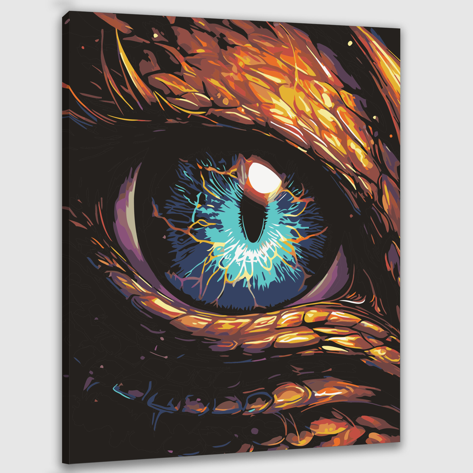 Картина по номерам 40x50 см, глаз дракона, фэнтезия, иллюстрация, реалистичный стиль, волшебство, радужная оболочка