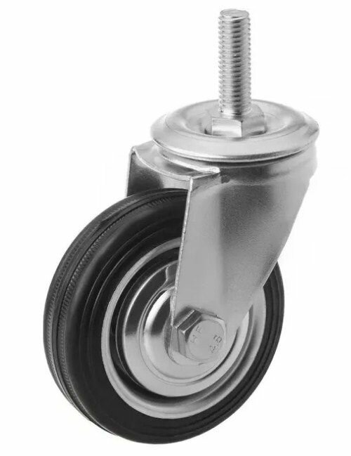 Колесо промышленное поворотное с болтом для тележек, 75 мм, 50 кг, черная резина SCt 93