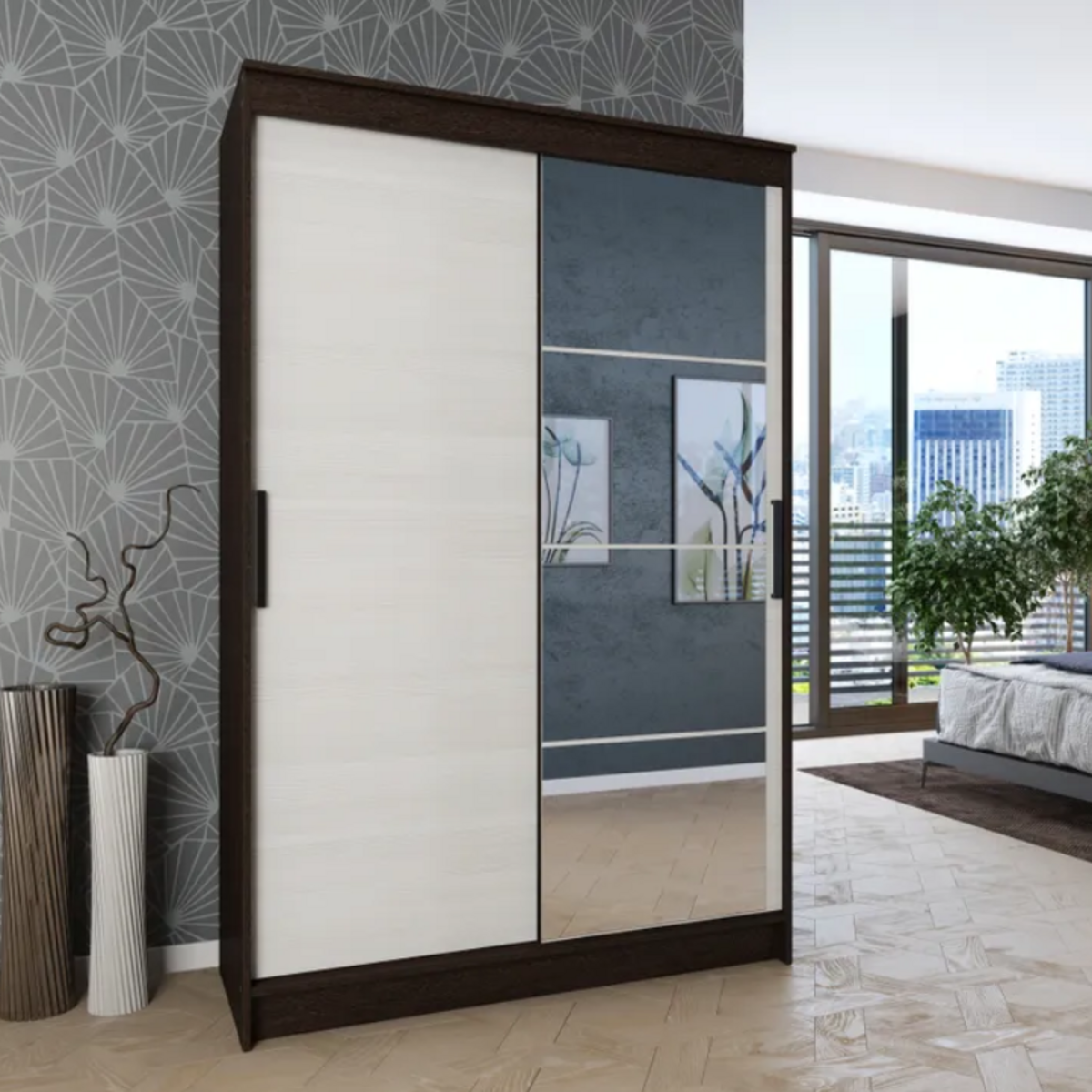 Шкаф-купе Эра Элегант 4 Венге/Лоредо 126х59х200 см с зеркалом