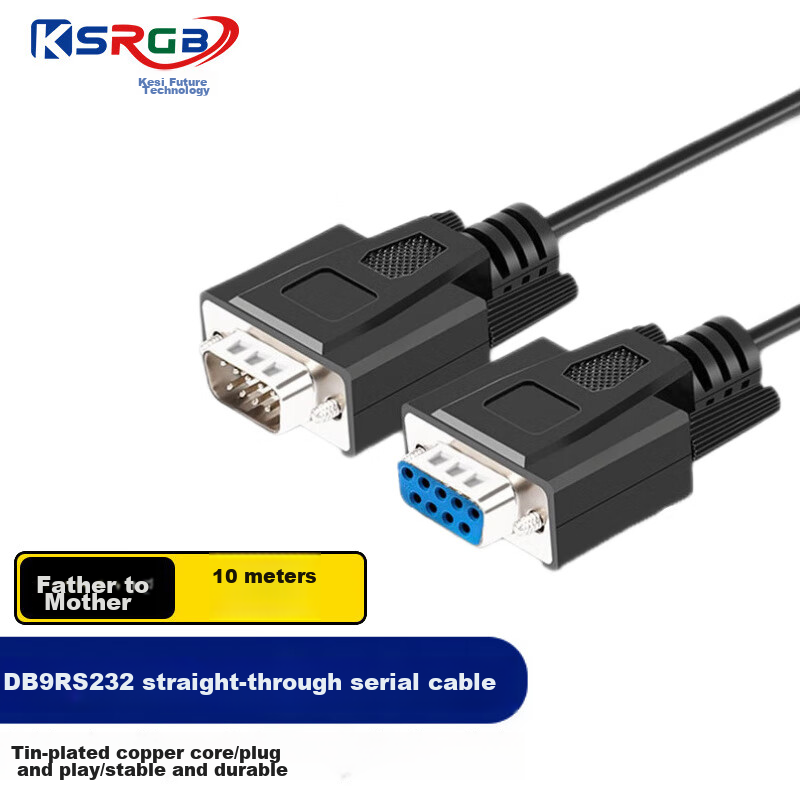 Kesai Future DB9 Direct Serial Cable, COM Port RS232 Control Cable Extension Cord, Suitable for Central Control Equipment, CNC Machine Tools, Barcode, 10 Meters (Male to Female) KS-D