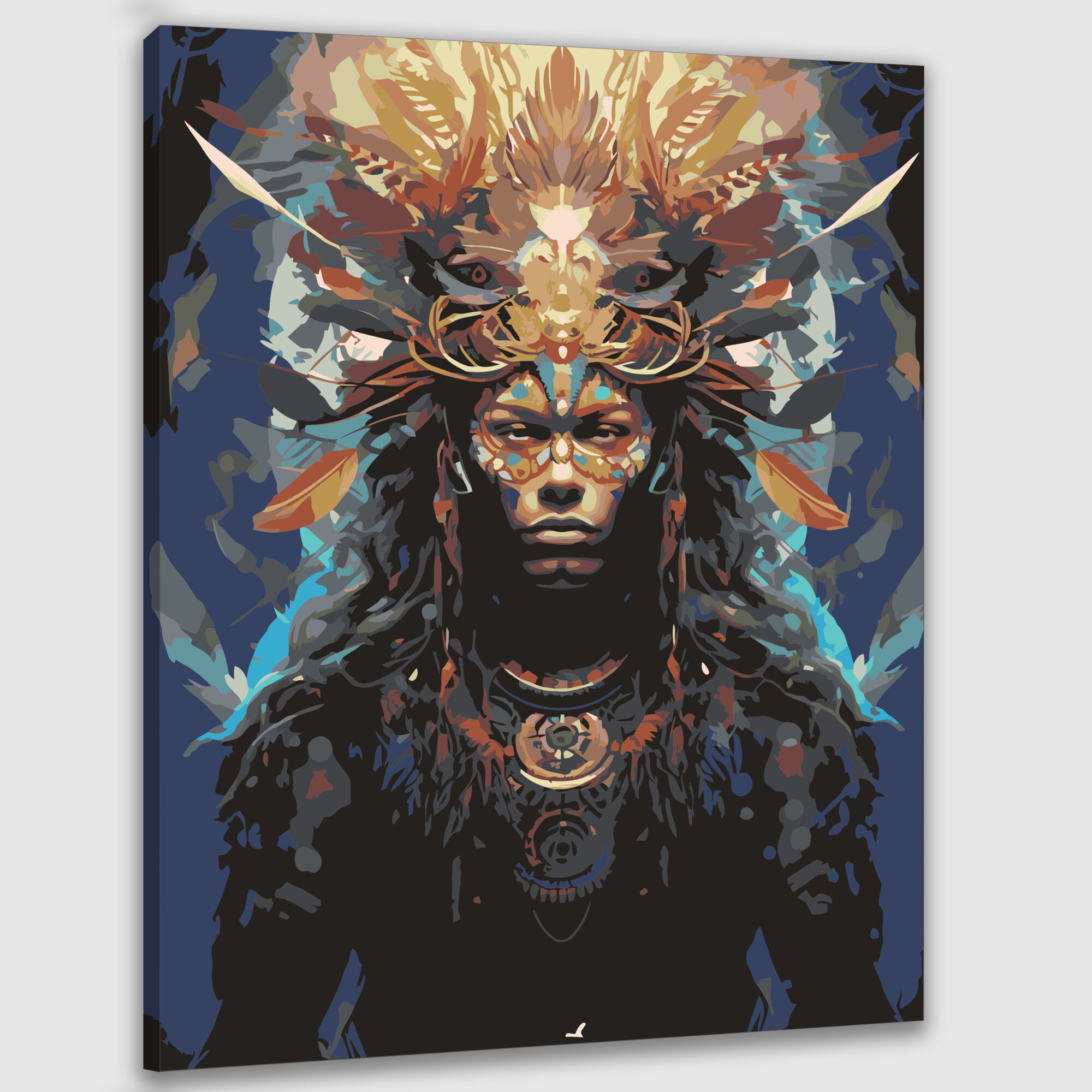 Картина по номерам 40x50 см, цифровая картина, шаман, эфирная энергия, глаза, древняя мудрость, духовное царство