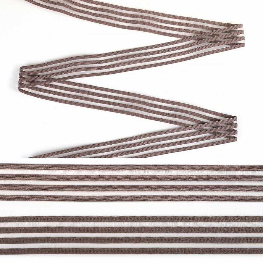 Резинка декоративная с прозрачными вставками Нейлон шир.030мм цв. шиншилла S222 уп.30м