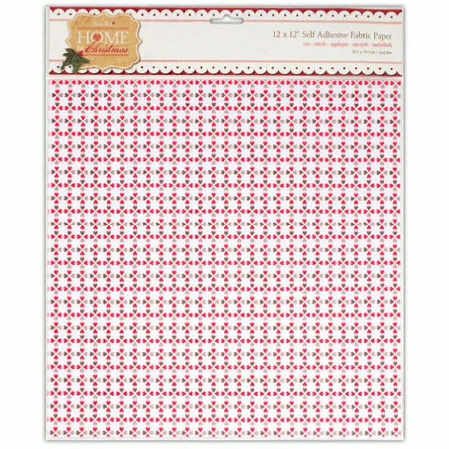Бумага тканевая самоклеющаяся Сердца Home For Christmas 30,5 х 30,5 см* DOCRAFTS PMA181901