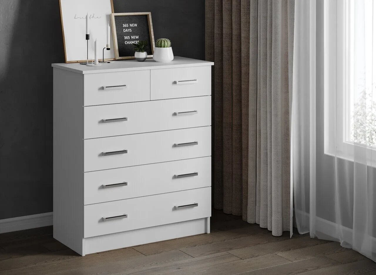 Комод «Катрин 5» ЛДСП, роликовые направляющие (Белый) 82х44х99