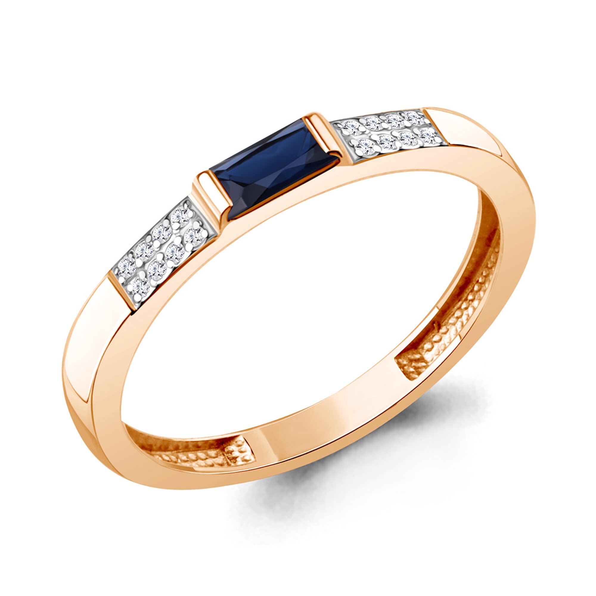 Кольцо, красное золото, 585 проба, сапфир, бриллиант