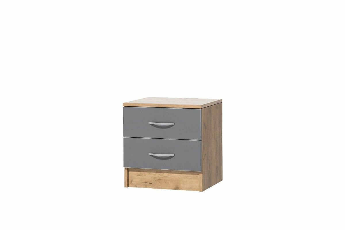 Тумба прикроватная Кэт 7 Графит и Дуб Крафт золотой, ширина 40 см, с ящиками, в спальню, в гостиную