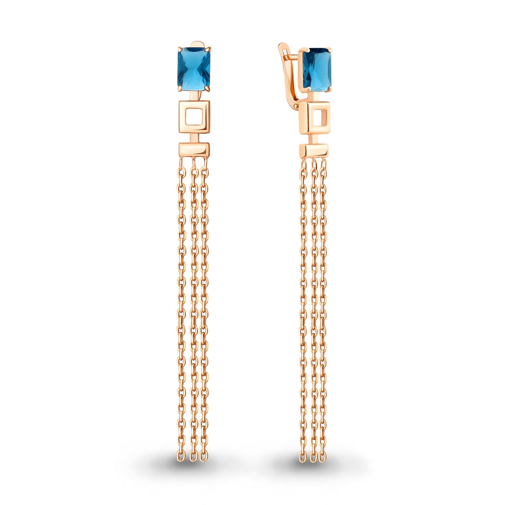 Серьги, серебро, 925 проба, золочение, Лондон топаз