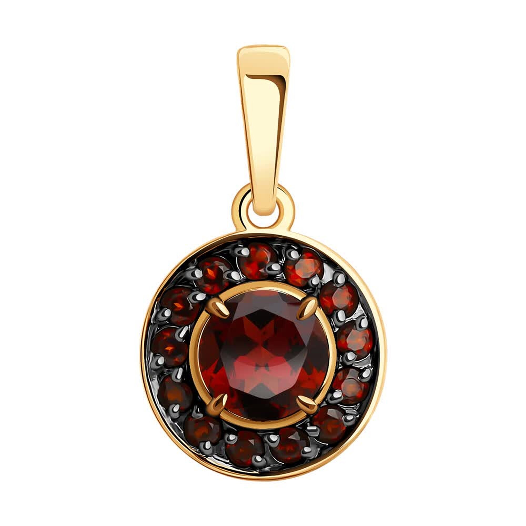 Подвеска, красное золото, 585 проба, гранат