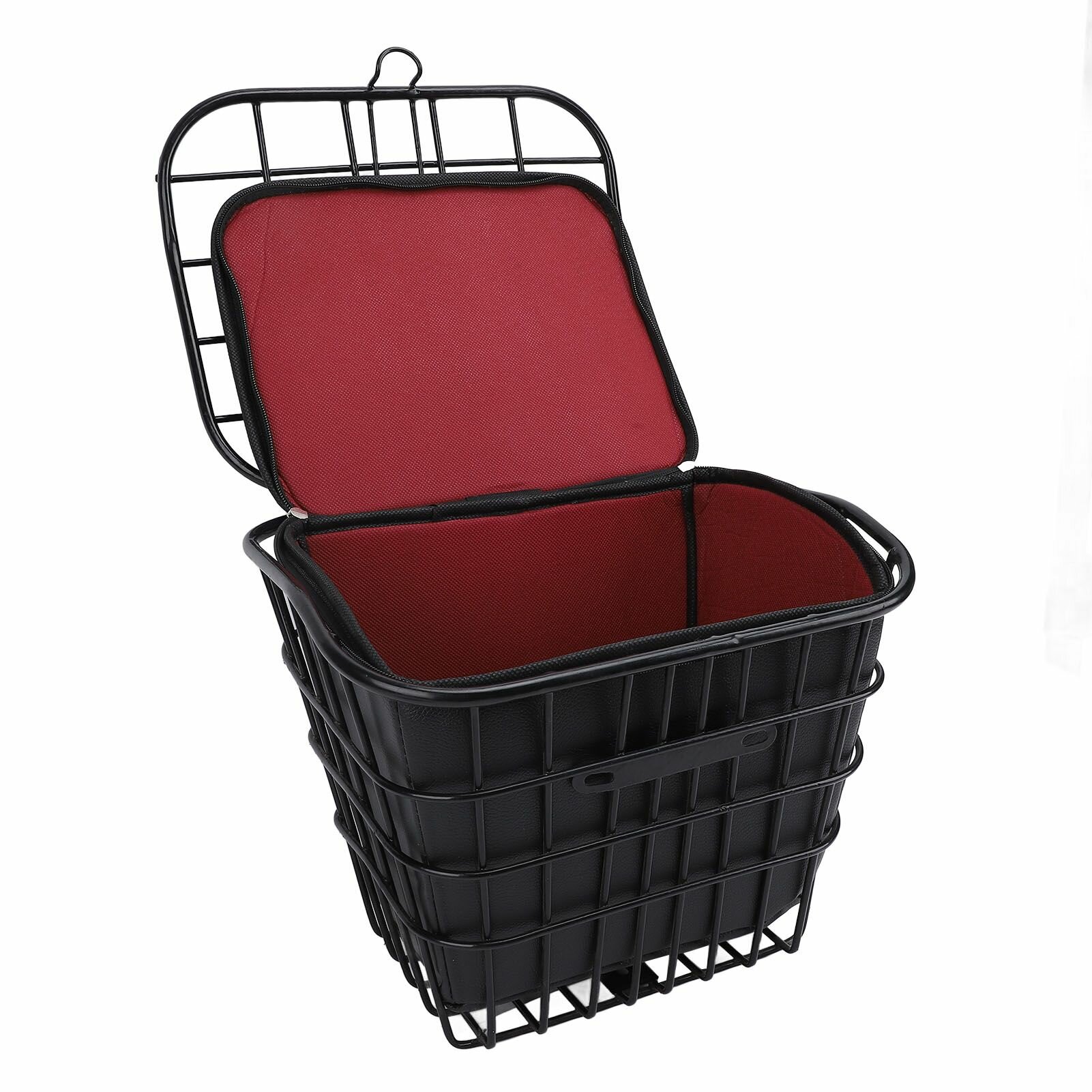 Корзина для велосипеда с черной подкладкой, водонепроницаемая металлическая передняя корзина для хранения велосипеда для электросамоката