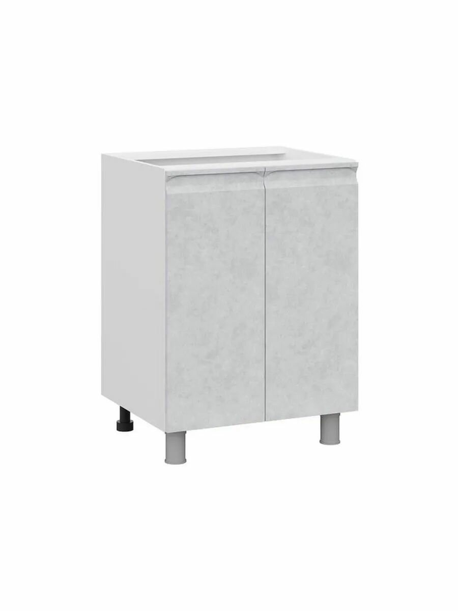 Кухонный модуль напольный, стол Велюр с полками, с доводчиками, 60х50.6х82.4 см, Белый / Бетон снежный