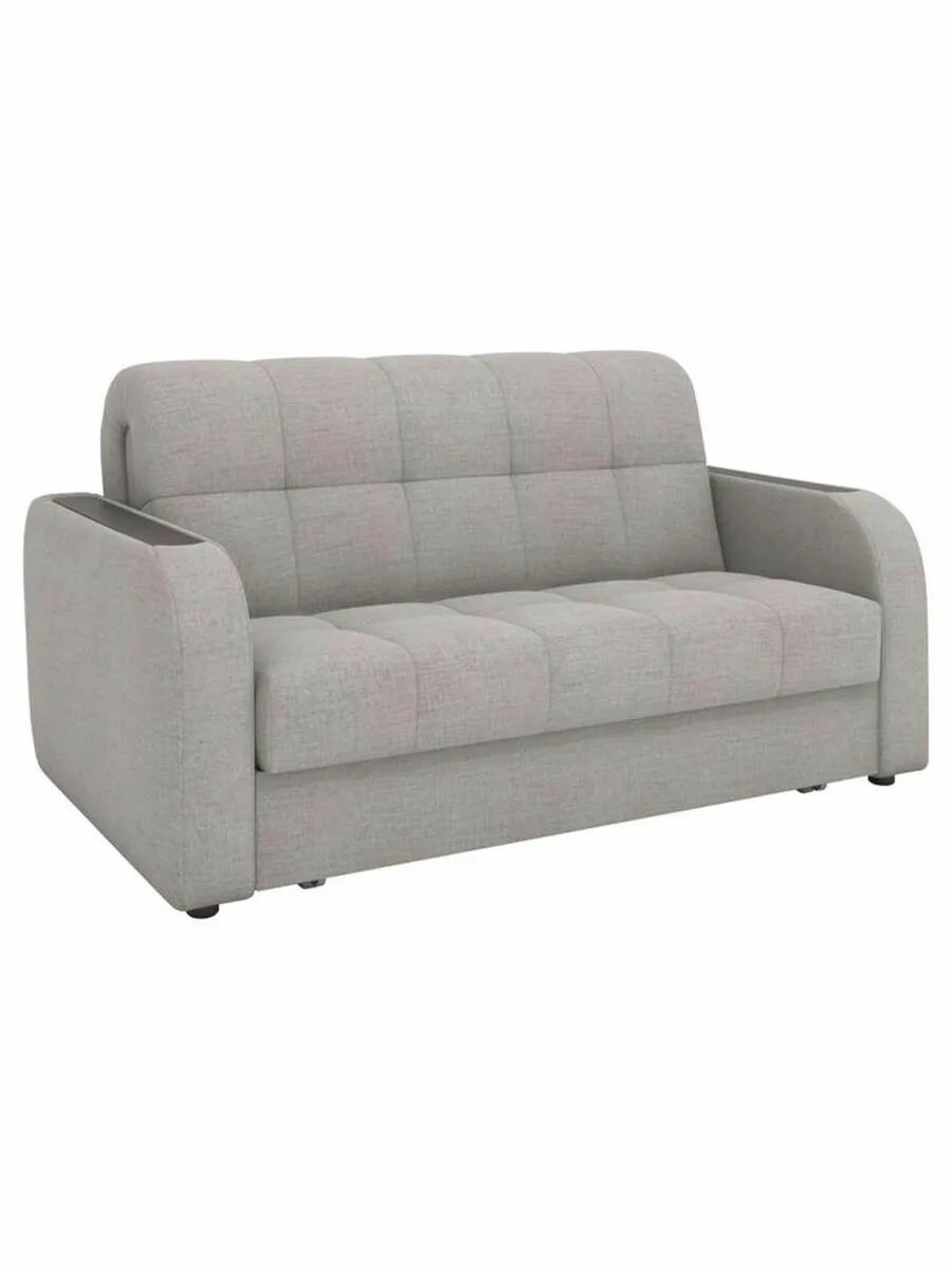 Диван кровать прямой Торонто независимый пружинный блок, раскладной, аккордеон, с ящиком для хранения, 144х207 см спальное место, Серый, велюр