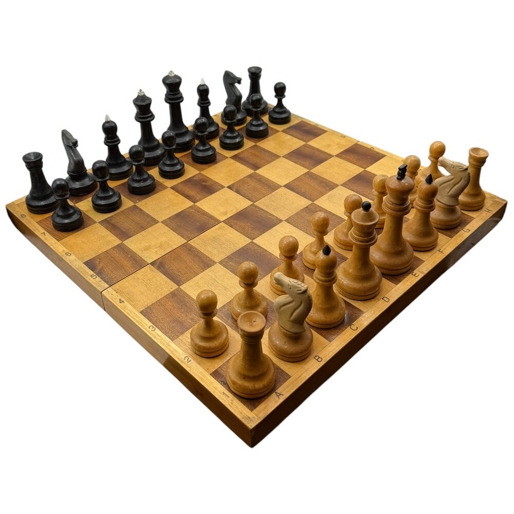 Шахматы с деревянной доской 40*40 см, дерево, 1960-1970 гг, СССР