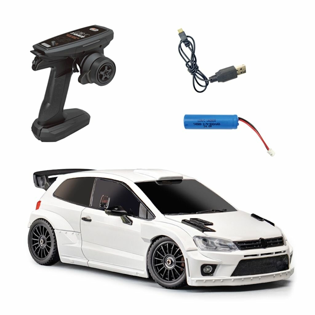 (1 комплект) 1:28 2.4G POLO полномасштабный полноприводный автомобиль с дистанционным управлением для дрифта-белый
