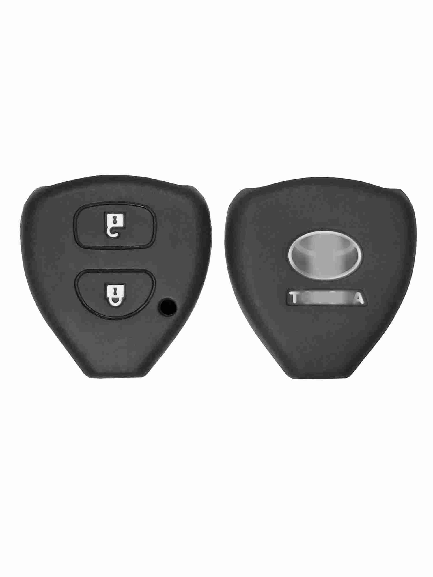 Чехол на ключ силиконовый для Toyota Corolla, Vios, RAV4, Yaris (2 кнопки, чёрный) belais #22006
