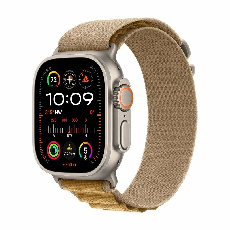Умные часы Apple Watch Ultra 2 49 мм (2024) Natural Titanium Case GPS + Cellular, Tan Alpine Loop, размер ремешка S
