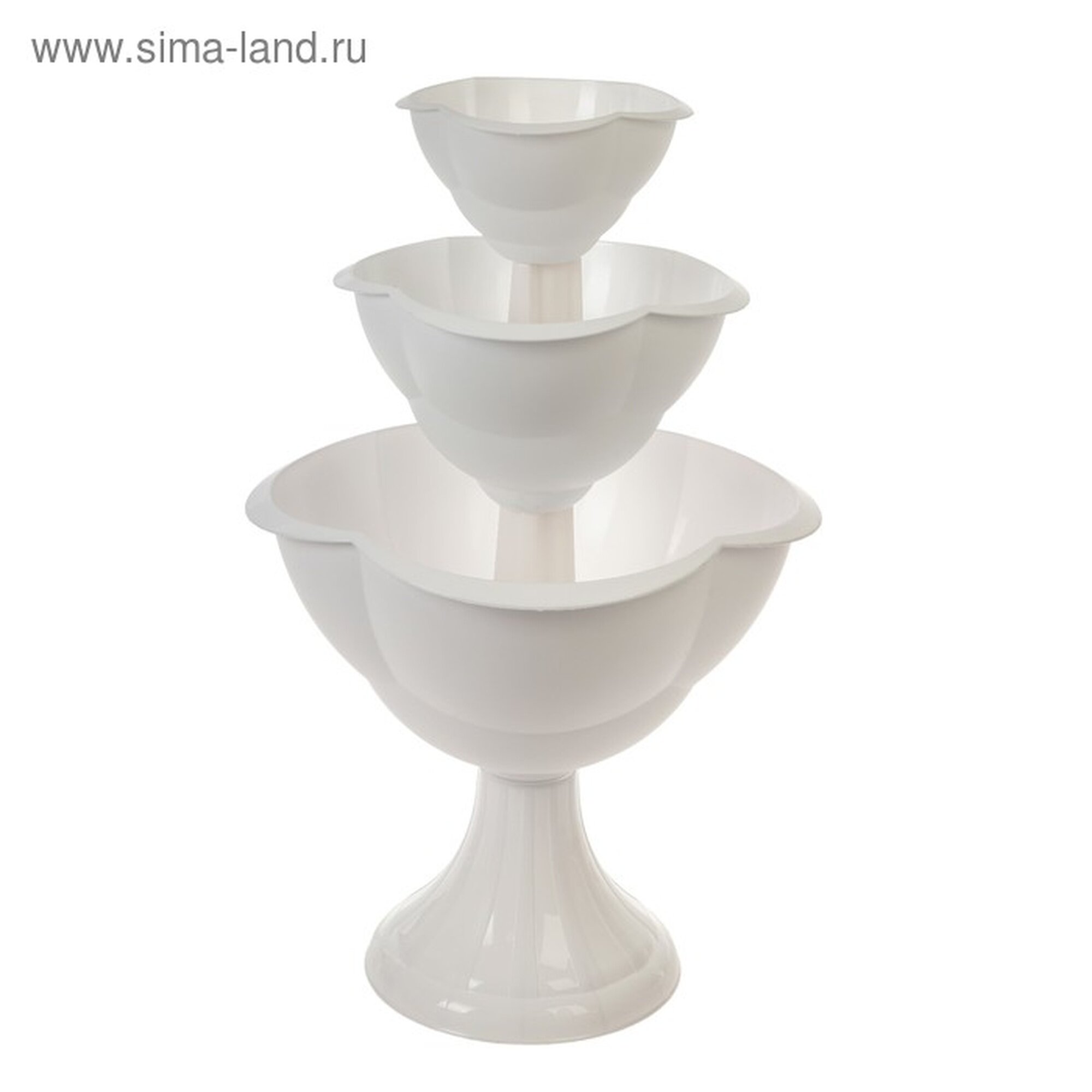 Клумба пластиковая, 3 яруса, d = 27–40–55 см, высота бортика 90 см, белая, «Водопад»
