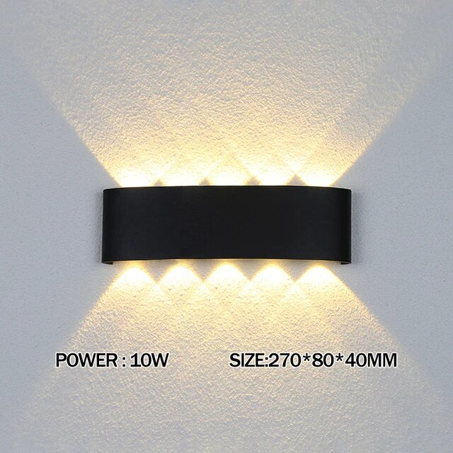 Настенный светильник LED 10W, черный, теплый белый свет