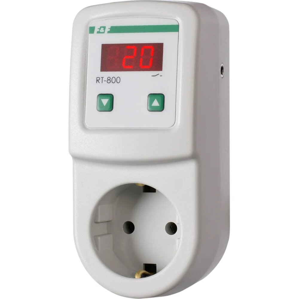 Евроавтоматика F&F Регулятор температуры RT-800 от -30 до +140С, цифровая индикация, выносной датчик RT в комплекте, тип корпуса вилка-розетка EA07.001.017