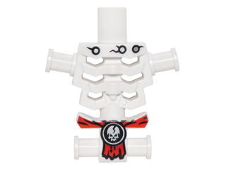 Torso Skeleton, Angular Rib Cage with Black Holes and Cracks and Red Loincloth with Cracked White Skull Pattern, 93060pb05 White U