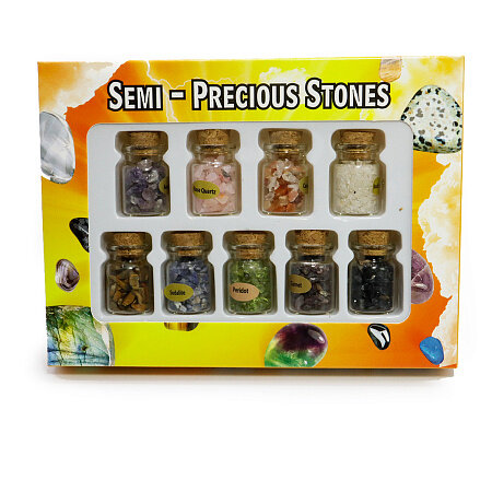SEMI-PRECIOUS STONES - набор из 9 камней-самоцветов в Бутылочках