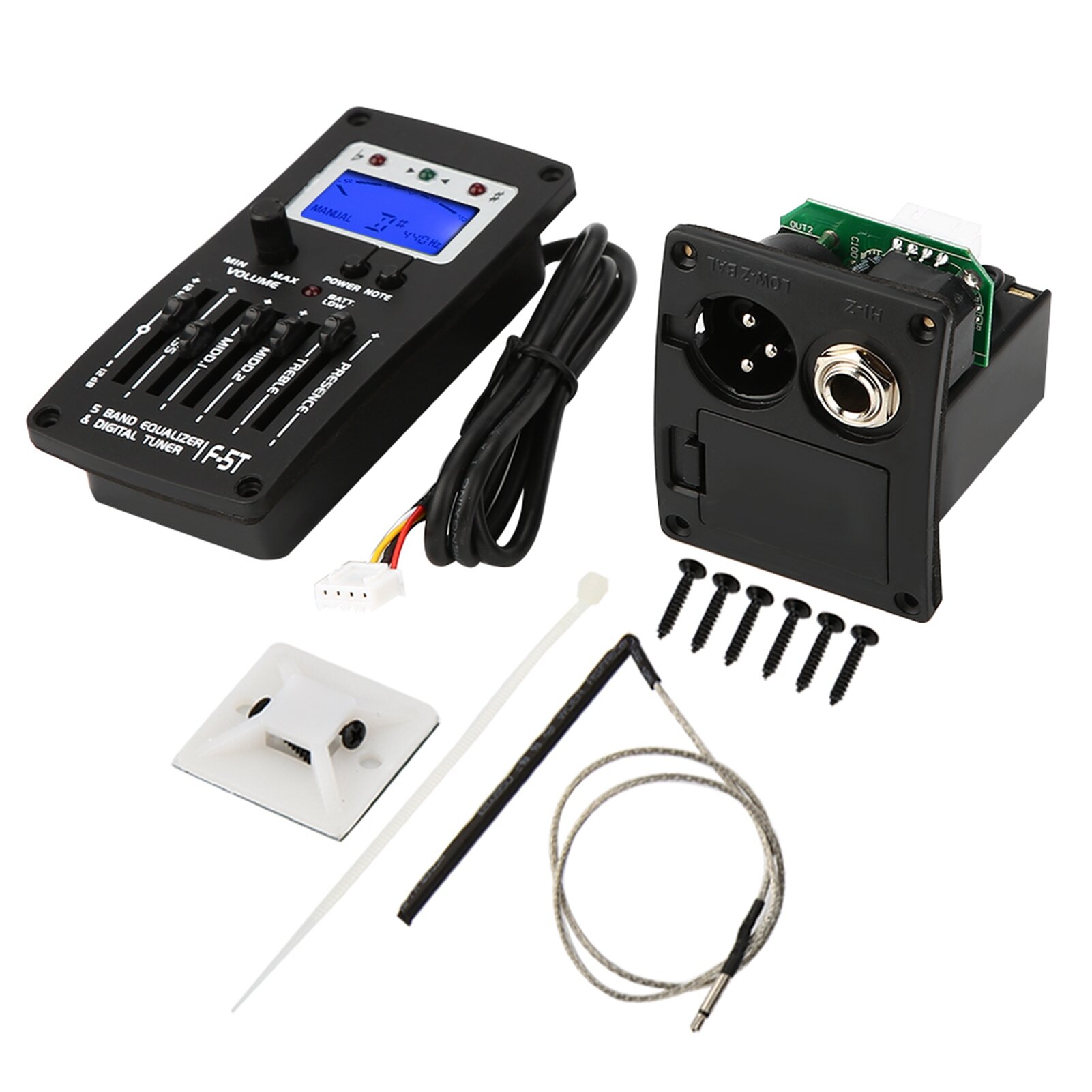 5-полосный цифровой эквалайзер для электроакустических классических гитар, тюнер F-5T с регулируемыми элементами управления эквалайзером