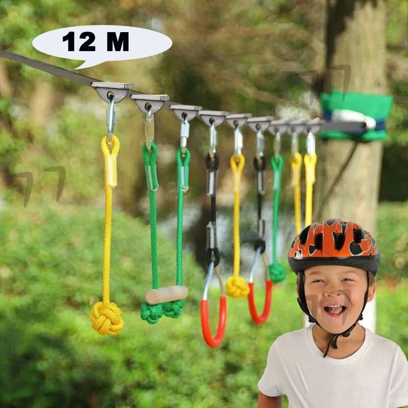 Полоса препятствий детская, лазание по канату, подвесные препятствия, развлечения для детей на открытом воздухе на заднем дворе, 12 м77