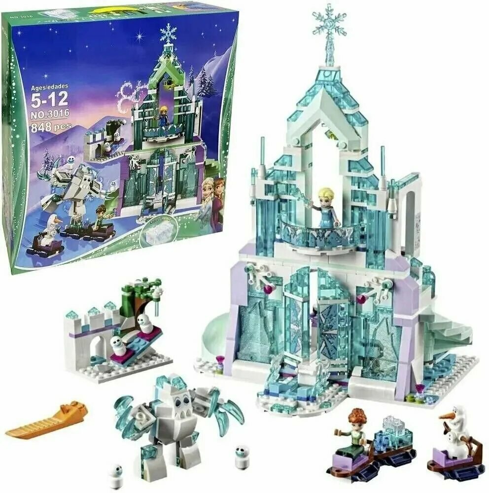 Конструктор холодное сердце волшебный ледяной замок Эльзы 848 детали / Пластиковый конструктор для детей