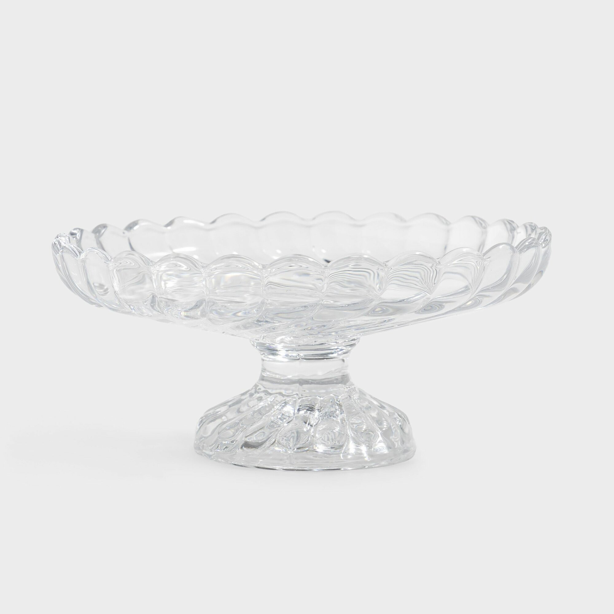 Блюдо на ножке, 15х7см, круглое, стекло, Clear pattern, Kuchenland