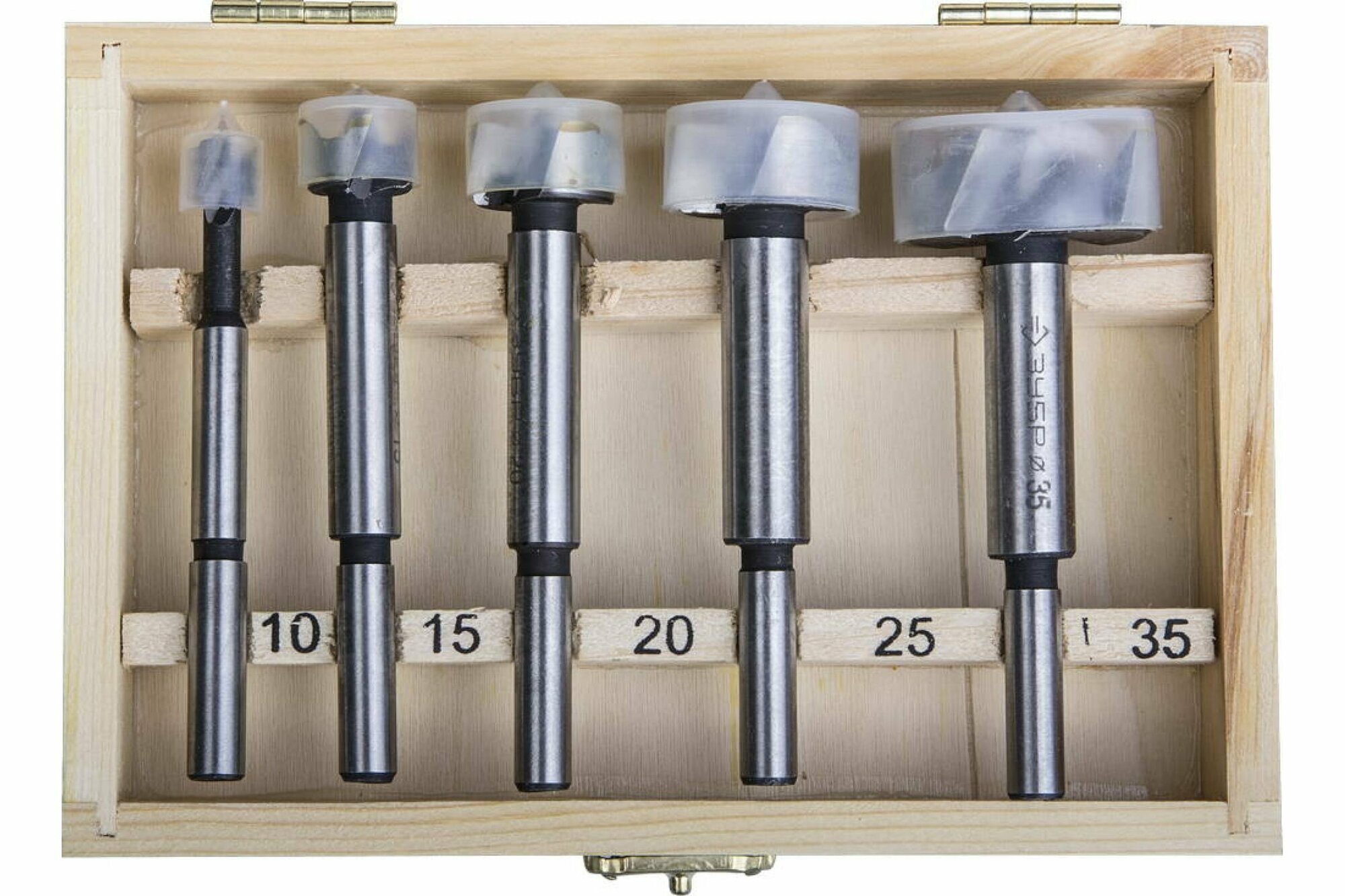 ЗУБР 5 шт, 10-15-20-25-35мм, набор сверл форстнера по дереву, фанере, ДСП