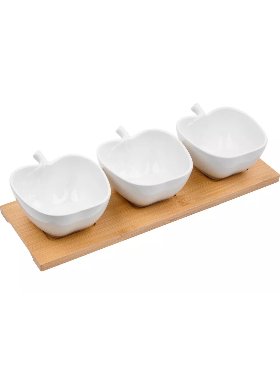 Менажница трехсекционная на бамбуковой подставке, BAMBOO, PERFECTO LINEA (38-321110)