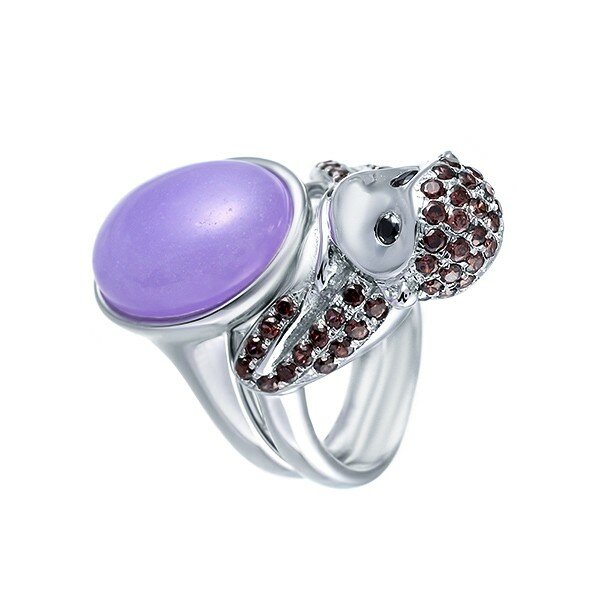 Кольцо, серебро, 925 проба, фианит, жадеит