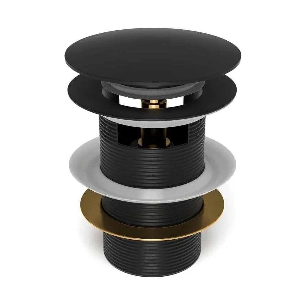 Донный клапан для раковины Maretti AC19Z12560 с переливом, матовый черный