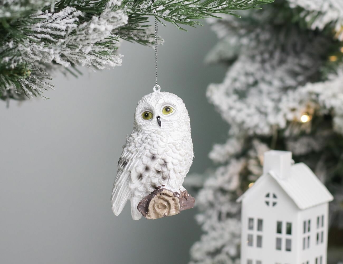 Ёлочная игрушка полярная сова, полистоун, 10 см, Koopman International APF470000