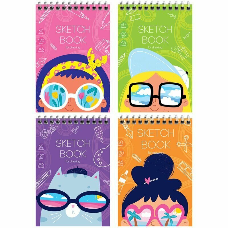 Скетчбук-блокнот 60л. А6 ArtSpace Персонажи, на гребне, 120г/м2, Б6р60грв_35509