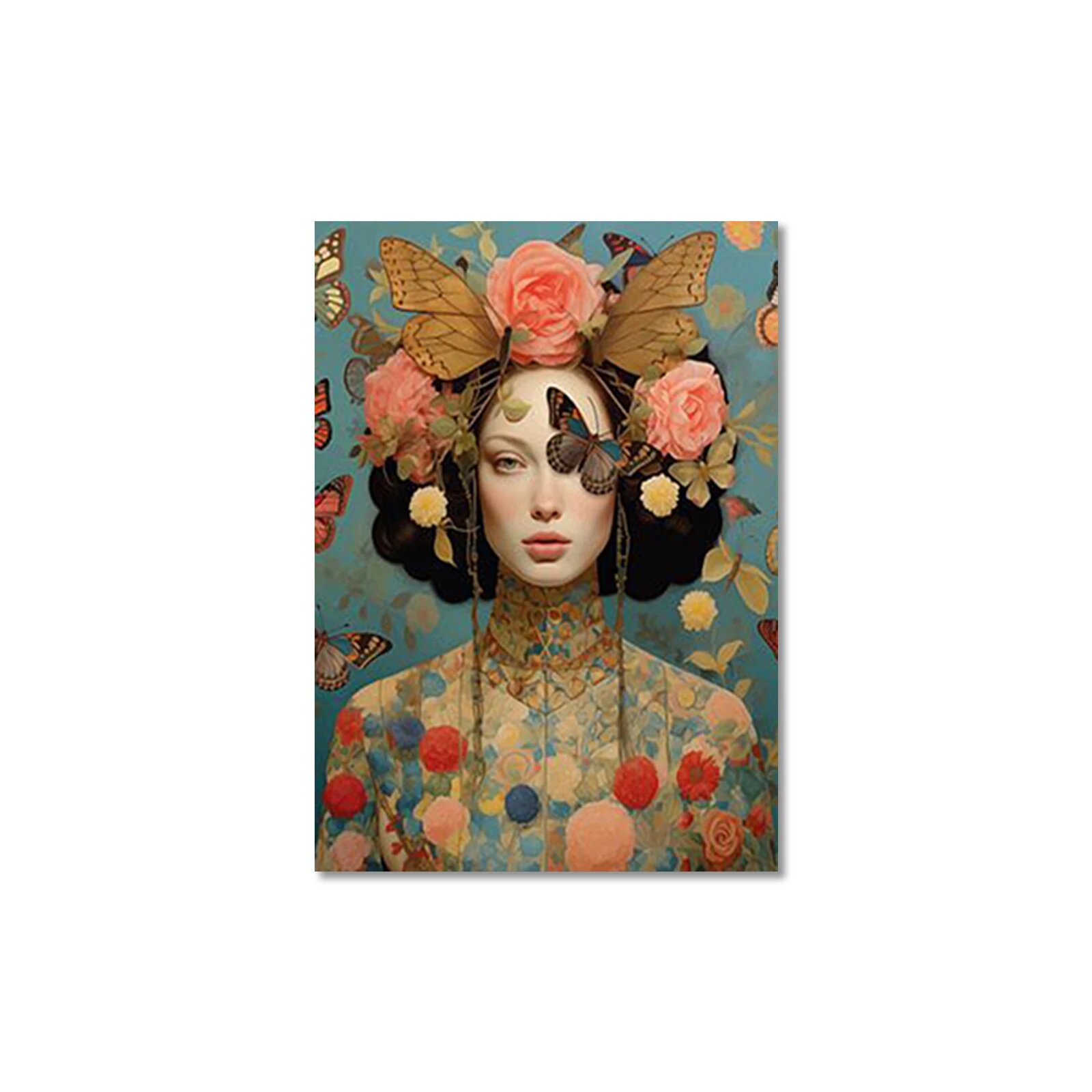 Картина на холсте QIPINGART "Женщина с цветами", QP10929, 60x90cm No Frame