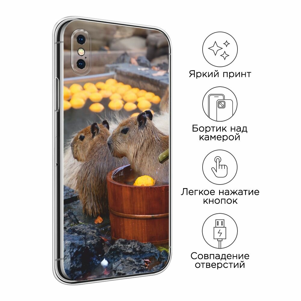 Чехол на Apple iPhone XS Max / Айфон XS Max с принтом "Капибары отмокают" — фото 1
