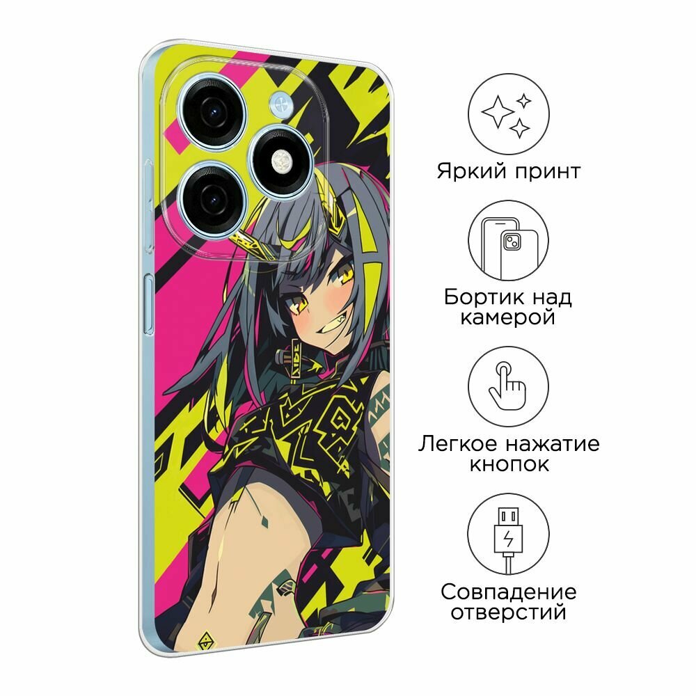 Чехол на Tecno Spark 20 / Текно Спарк 20 с принтом "Девушка в кибер костюме" — фото 1
