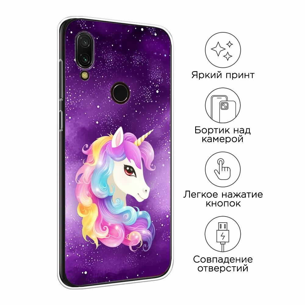 Чехол на Xiaomi Redmi 7 / Сяоми Редми 7 с принтом "Кудрявый единорог" — фото 1