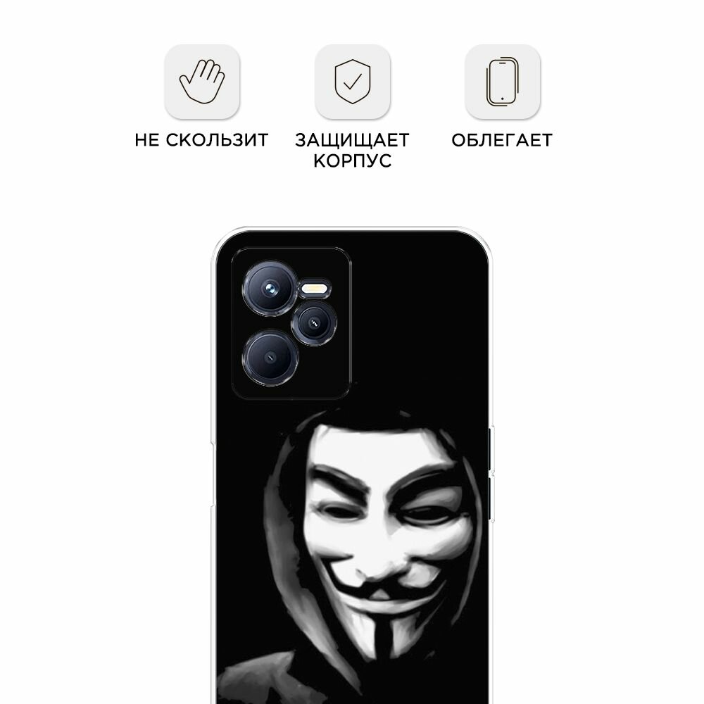Силиконовый чехол на Realme C35 / Реалми C35 с принтом "Анонимус" — фото 1