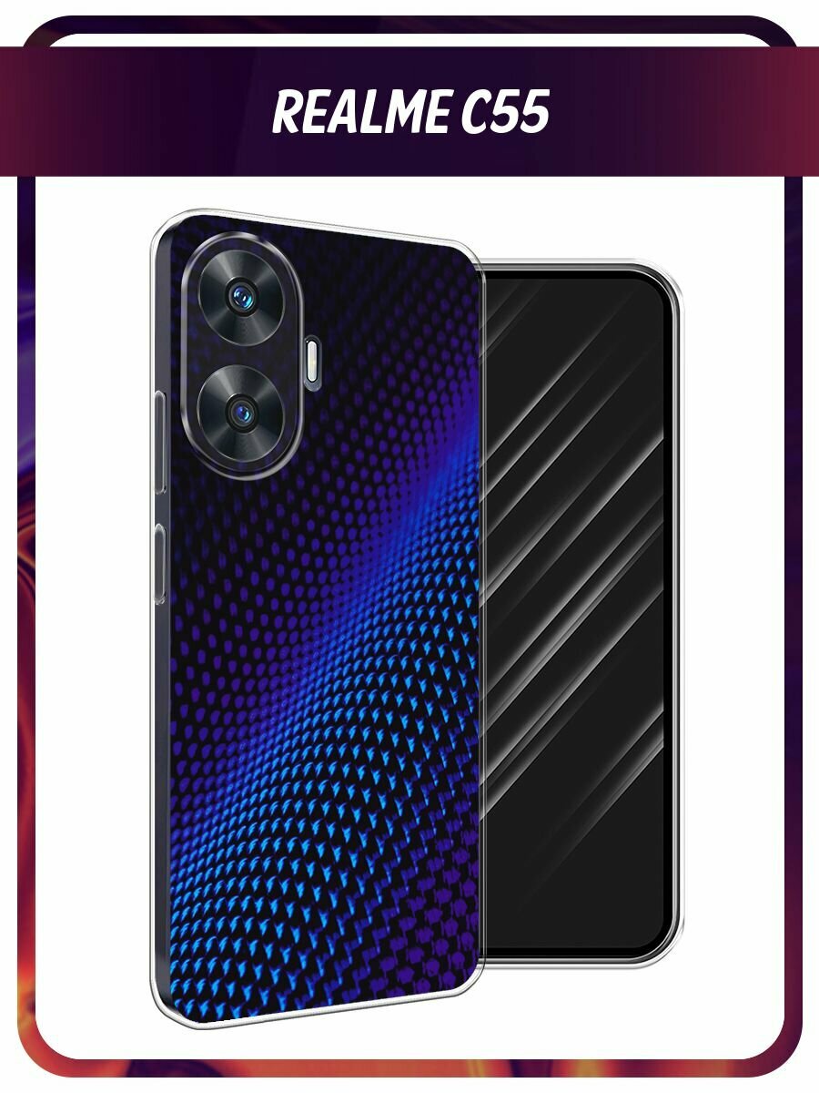 Силиконовый чехол на Realme C55 / Реалми C55 с принтом "Синий карбон"