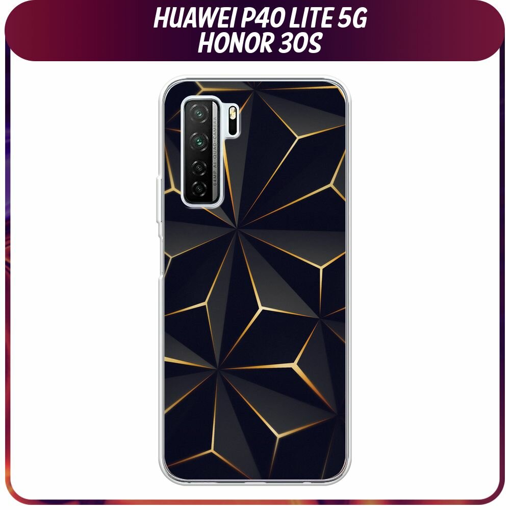 Чехол на Honor 30S Global/Huawei P40 Lite 5G/Nova 7 SE / Хонор 30S с принтом "Черные полигоны"