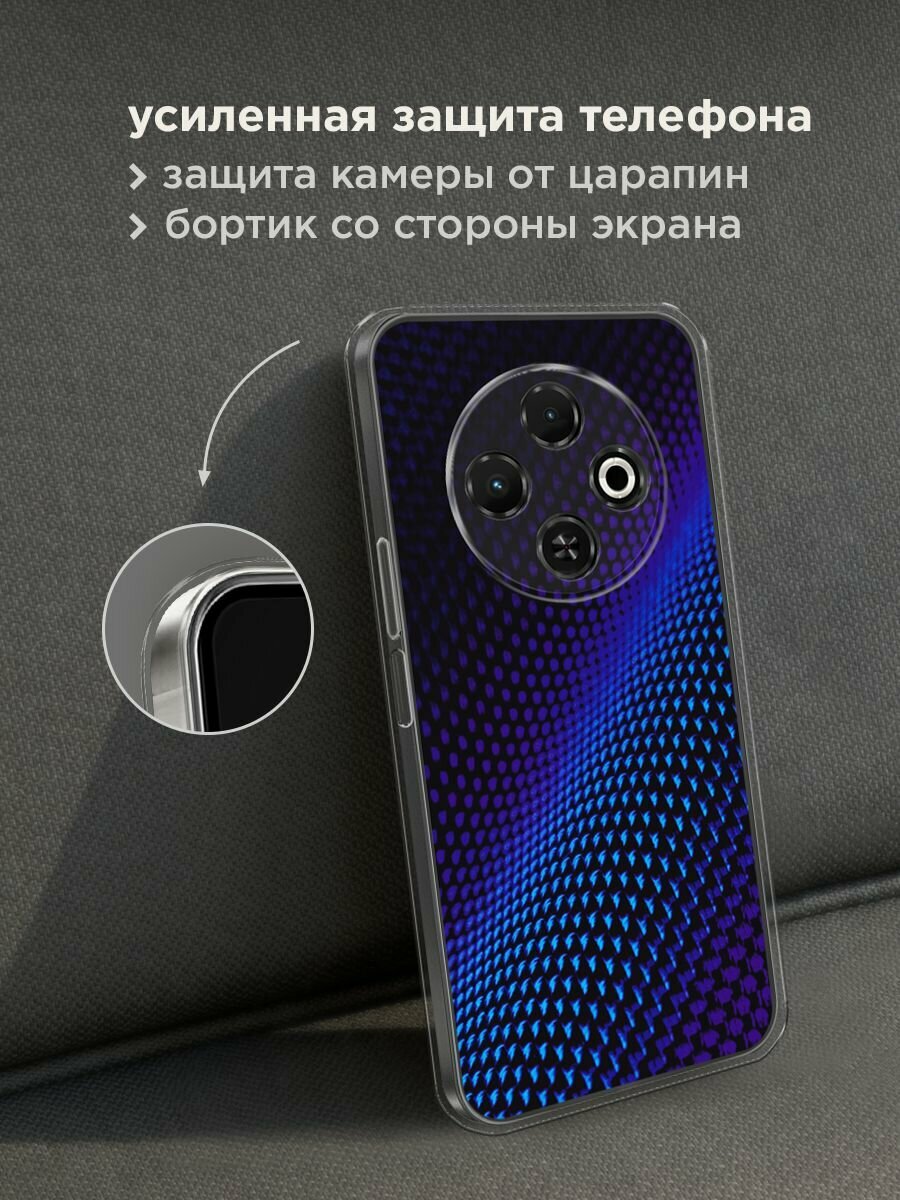 Чехол на Tecno Spark 30C / Текно Спарк 30C с принтом "Синий карбон" — фото 1